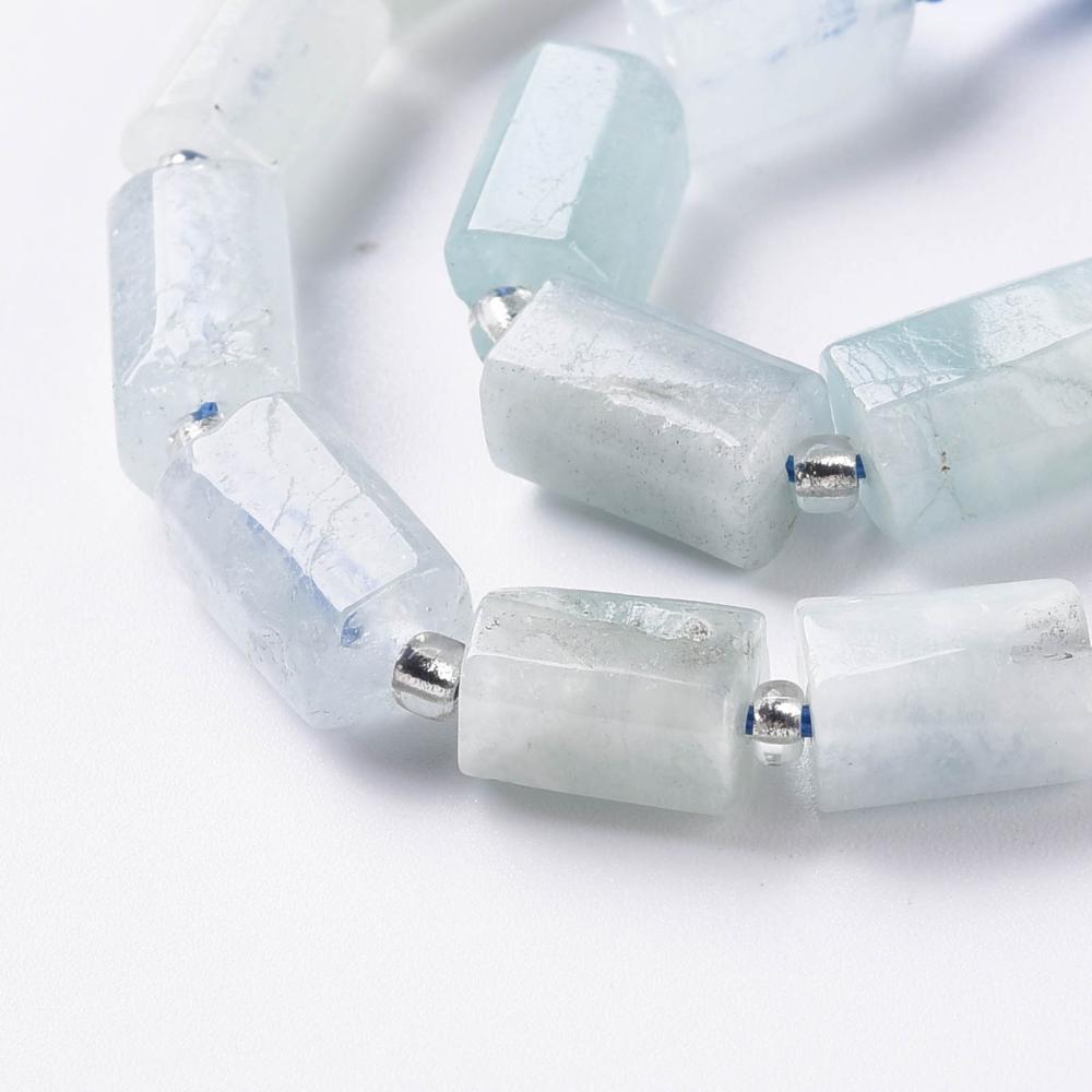 Aquamarine Natural Faceted Column 11x6mm approx.16 beads 18.5cm Strand ...